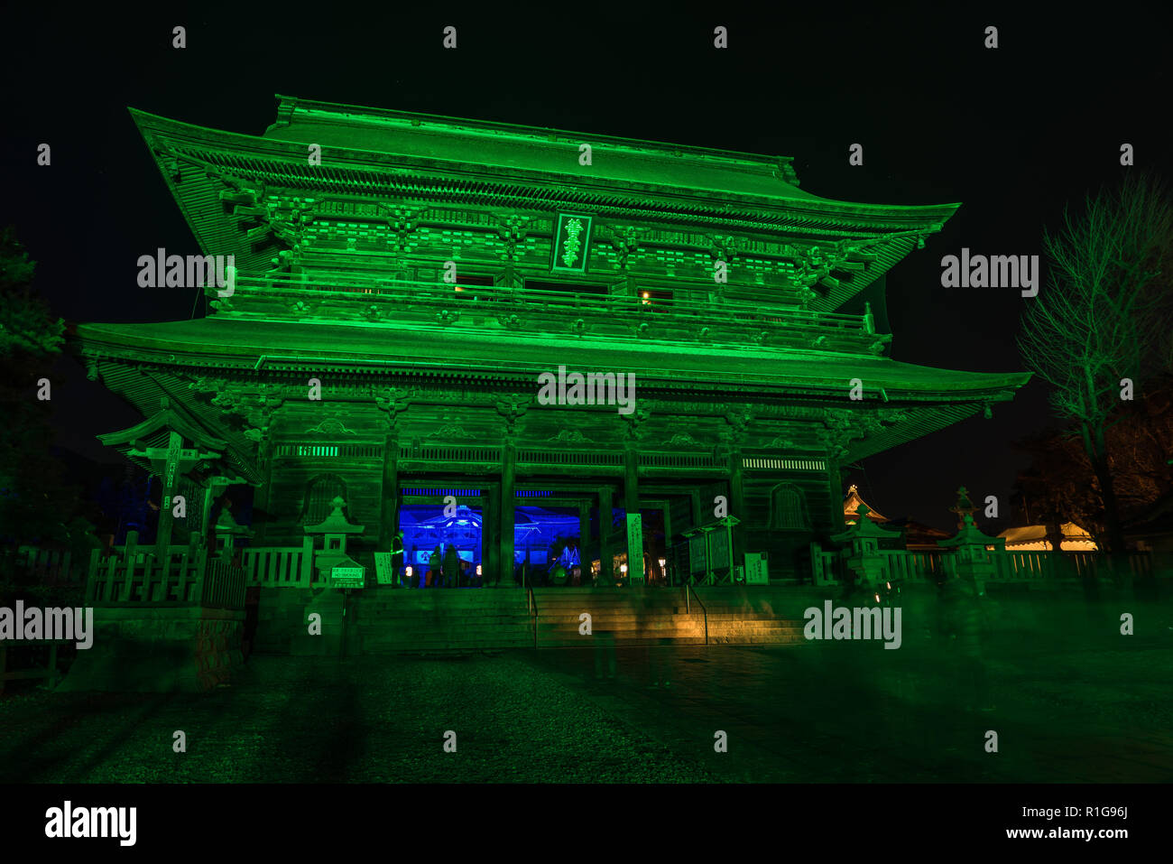 Nagano, Japan 02-08-2018 Zenkoji temple illuminted to commemorate the ...