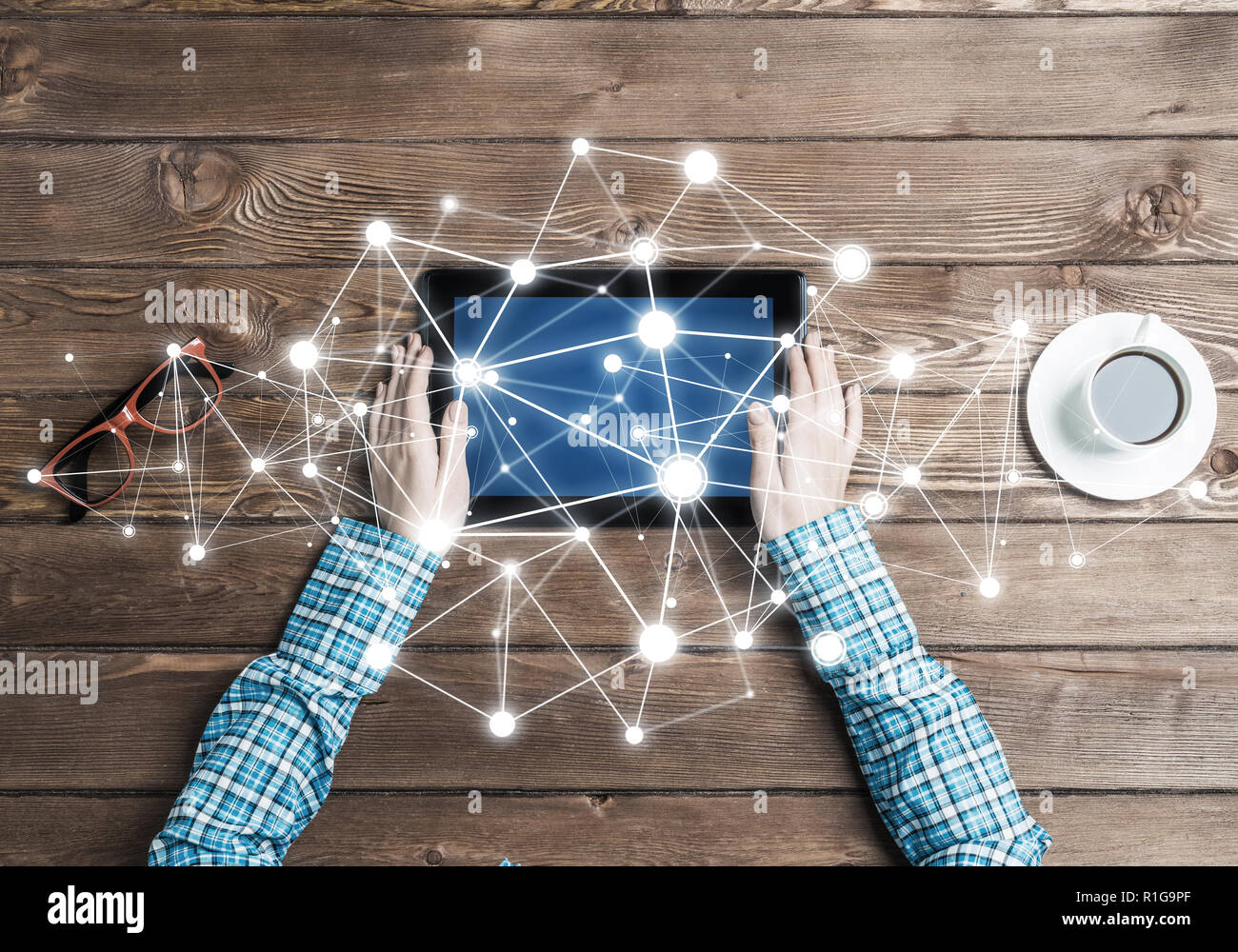 Concept of social communication and networking with social connection ...