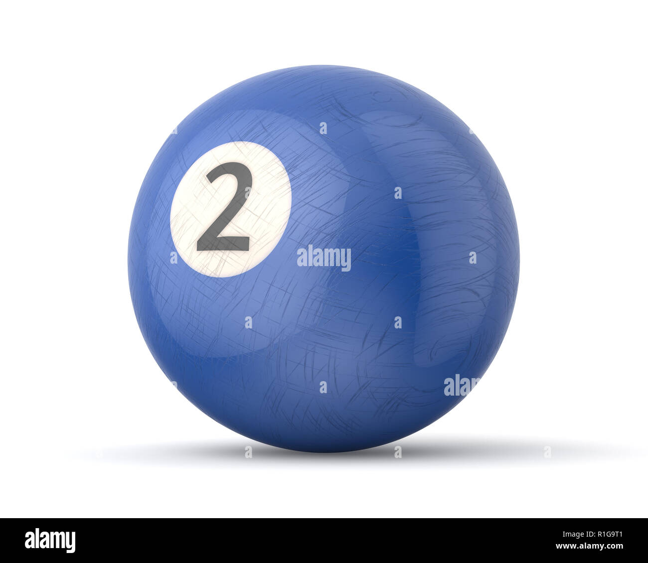 3d rendered scuffed 2 ball on a white background Stock Photo - Alamy
