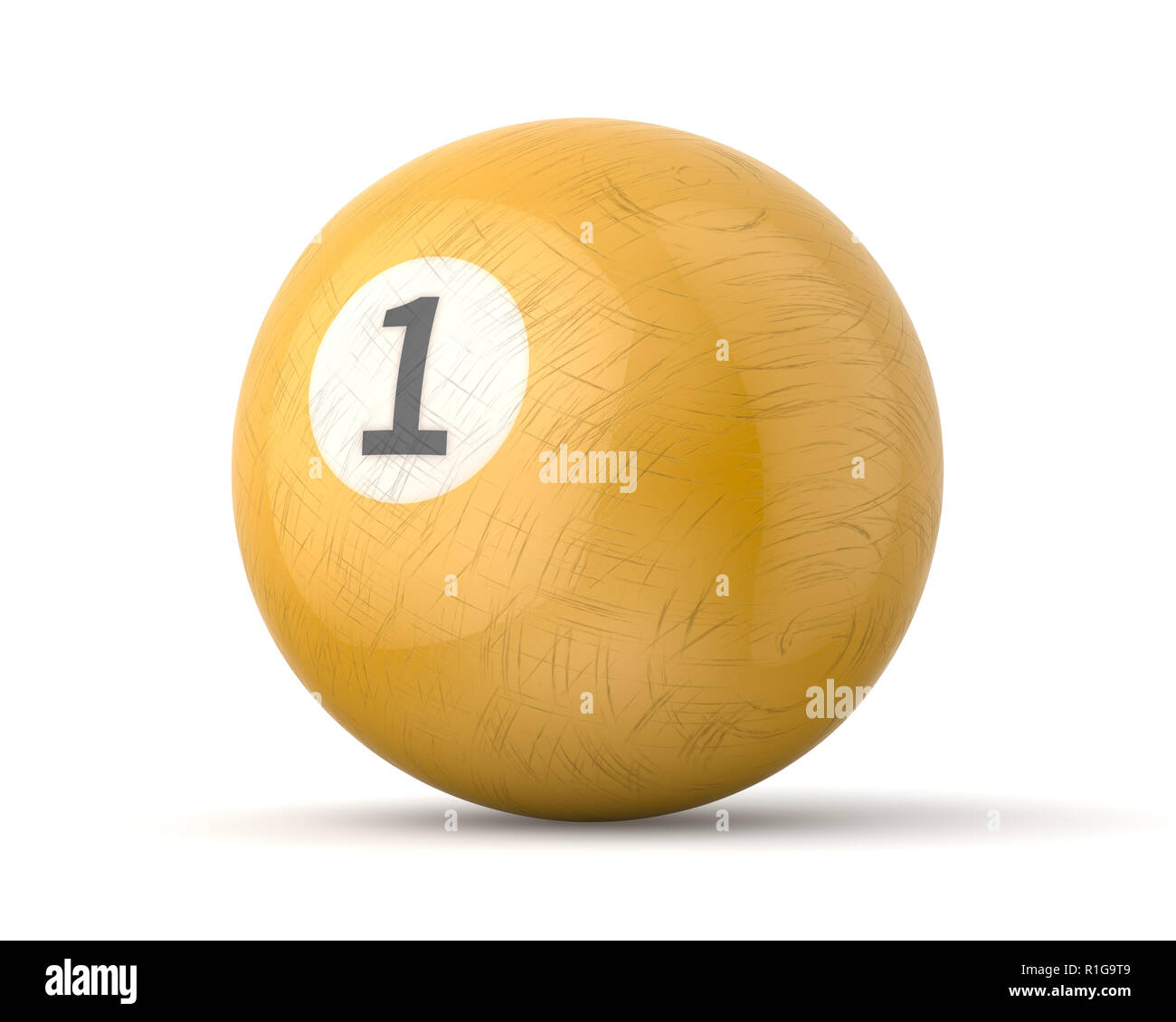 3d rendered scuffed 1 ball on a white background Stock Photo - Alamy