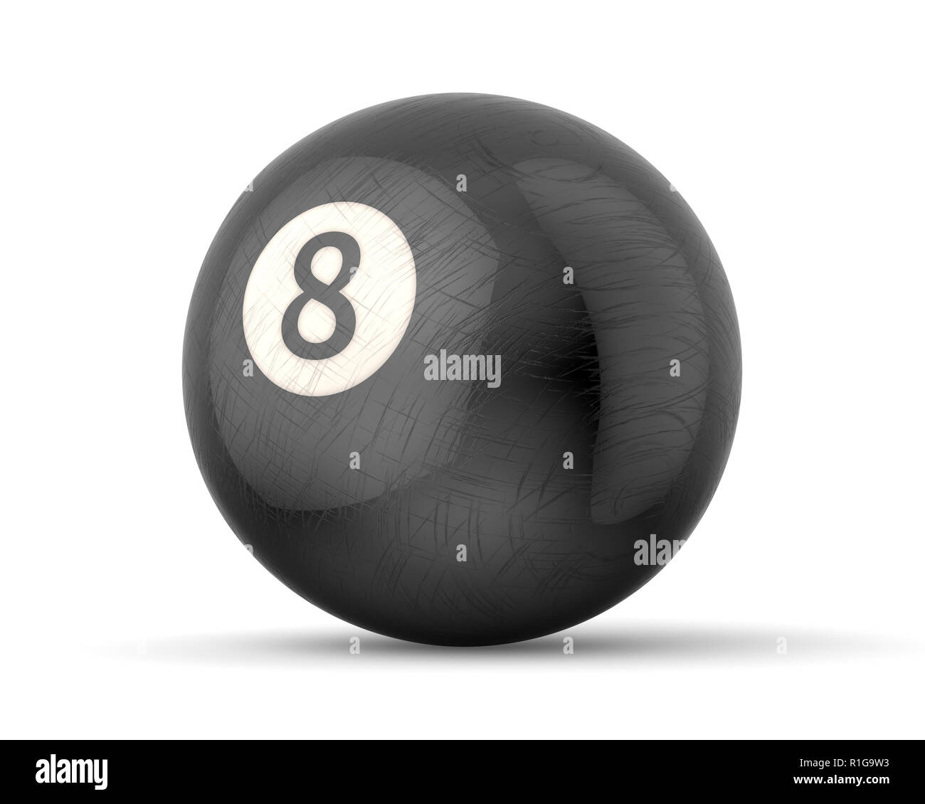 3d rendered scuffed 8 ball on a white background Stock Photo - Alamy