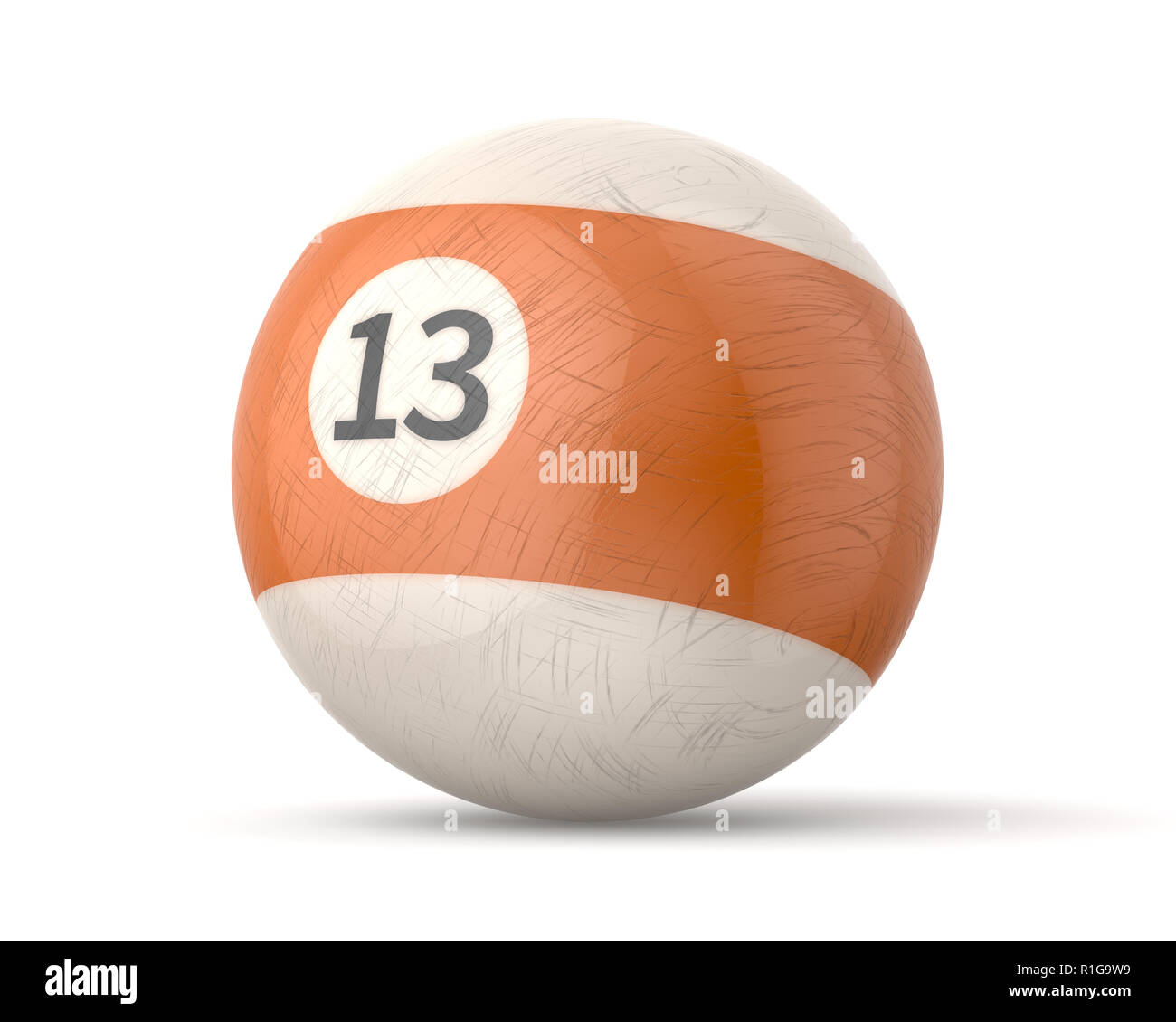 3d rendered scuffed 13 ball on a white background Stock Photo - Alamy