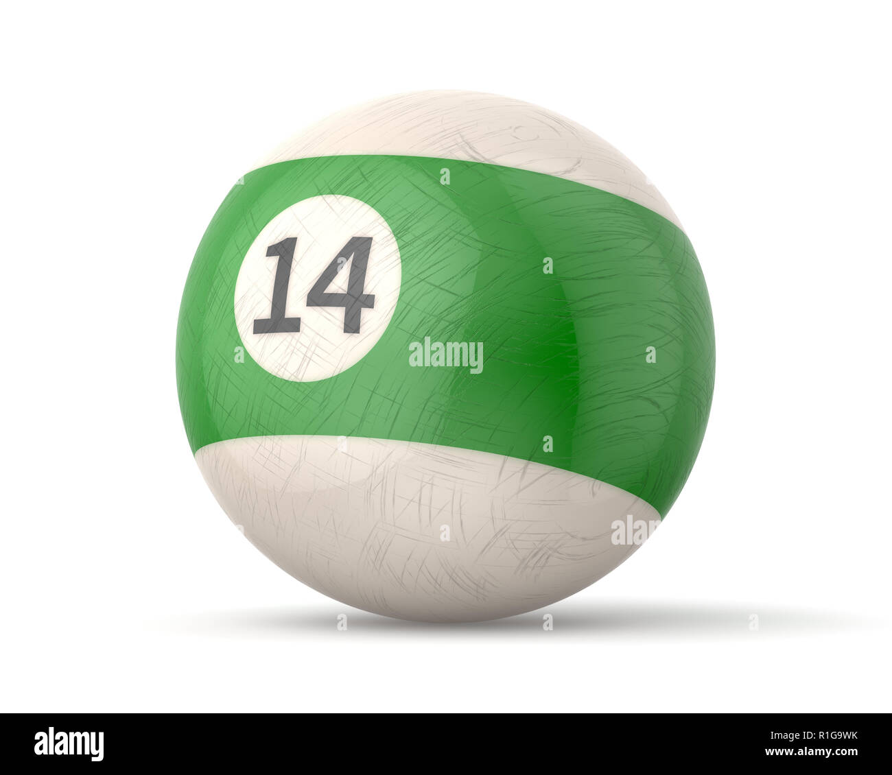 3d rendered scuffed 14 ball on a white background Stock Photo - Alamy