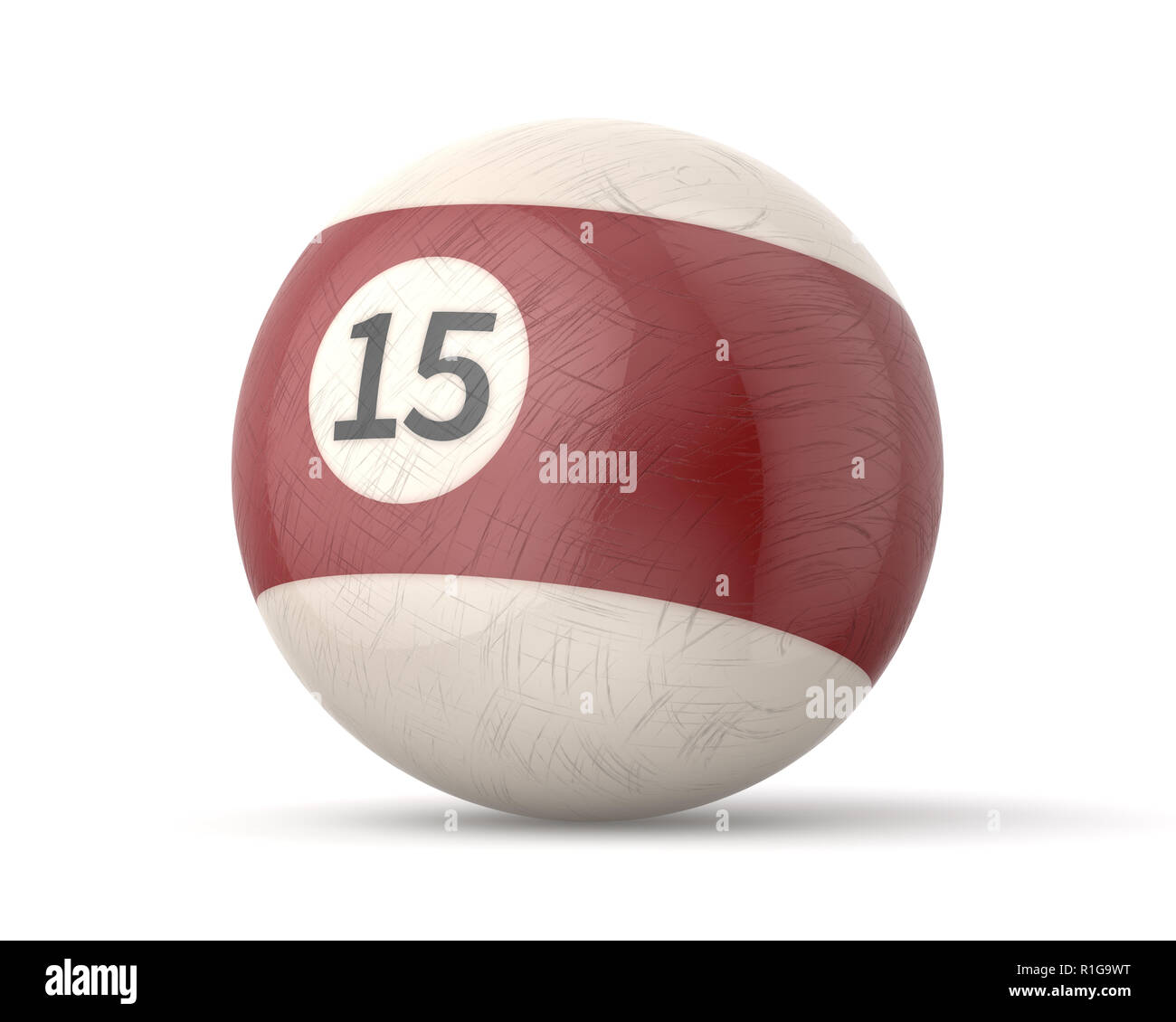 3d rendered scuffed 15 ball on a white background Stock Photo - Alamy