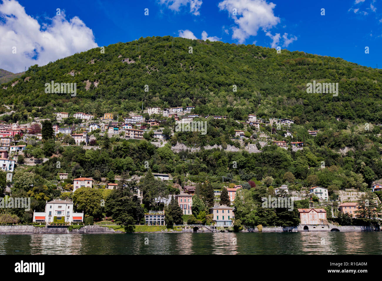 Lakeside view at town Moltrasio on Lake Como in Italy Stock Photo - Alamy