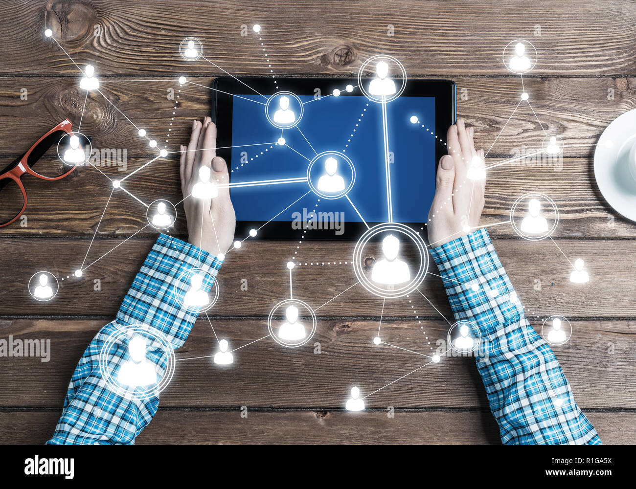 Concept of social communication and networking with social connection ...