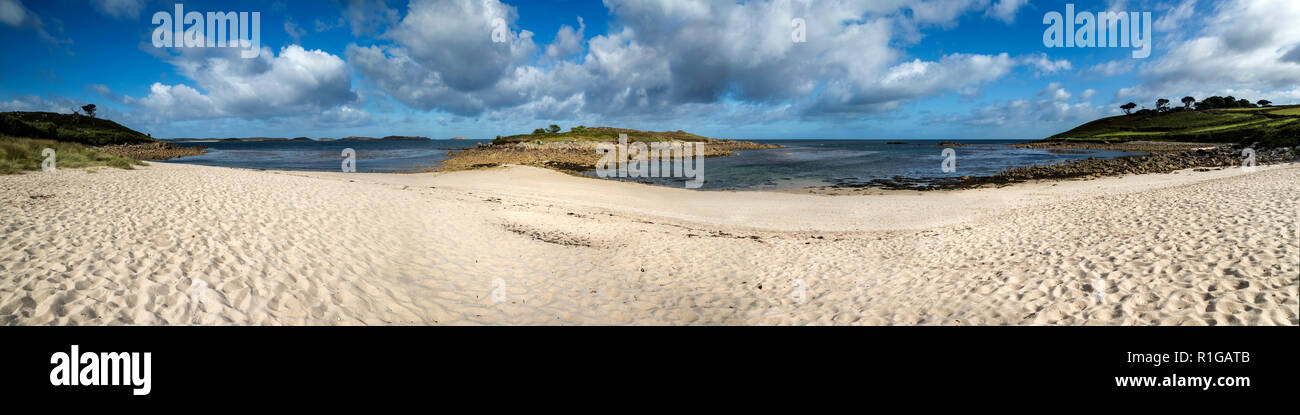 Pelistry Beach and Tolls Island Panorama; St Mary's; Isles of Scilly ...
