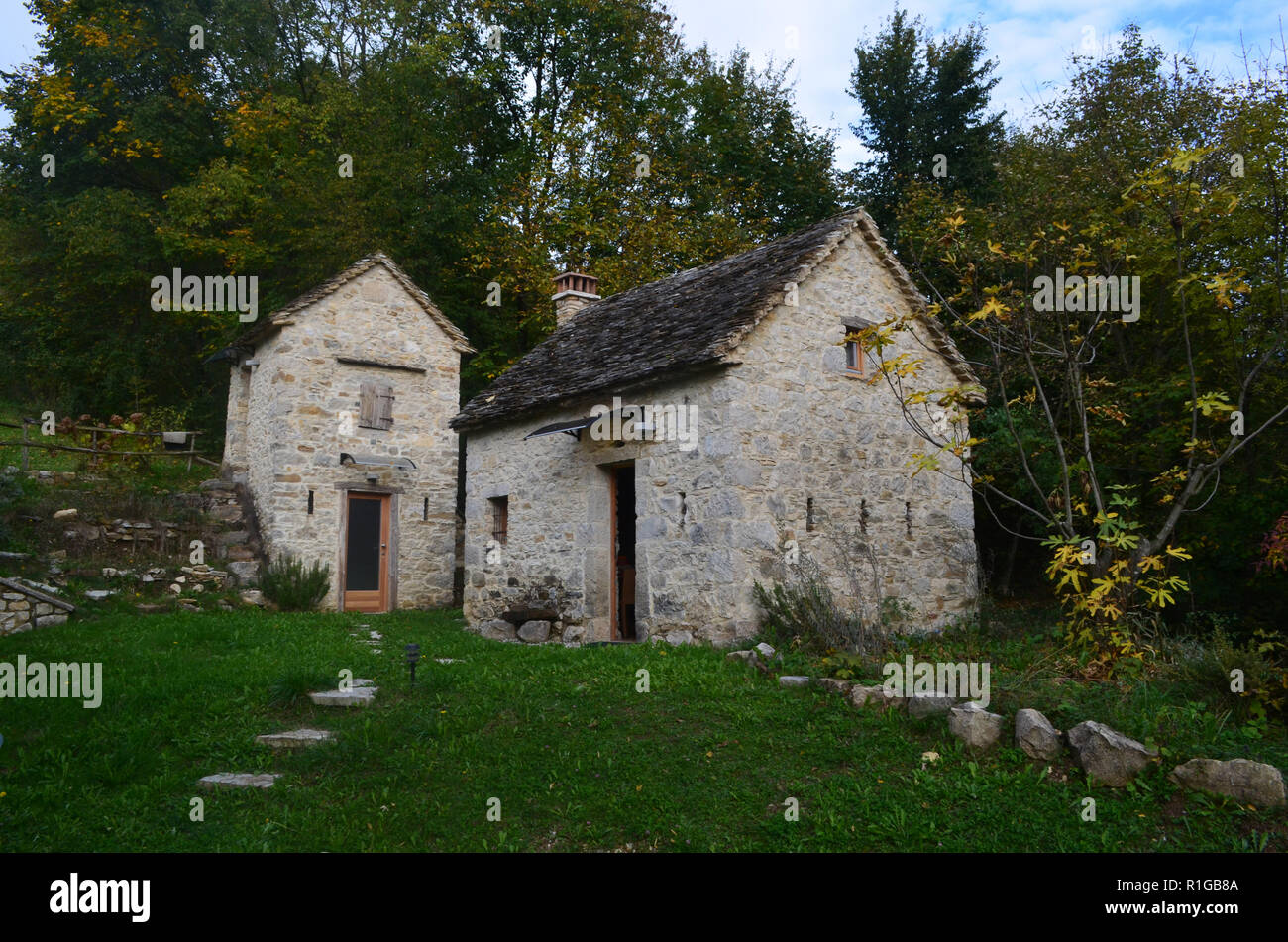 Beautiful stone work on this ancient italian building Stock Photo - Alamy