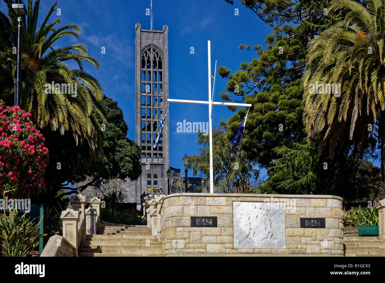 The steps up to Nelson Cathedral, Nelson, New Zealand Stock Photo - Alamy