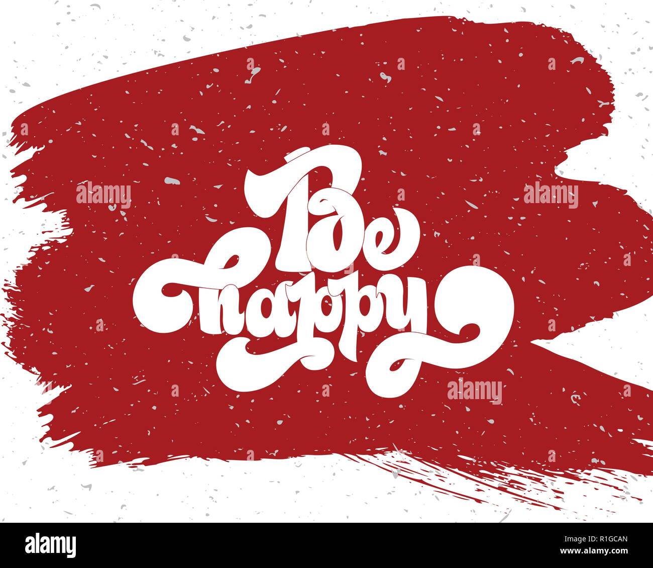 Be happy greating card hand lettering text, brush ink calligraphy ...