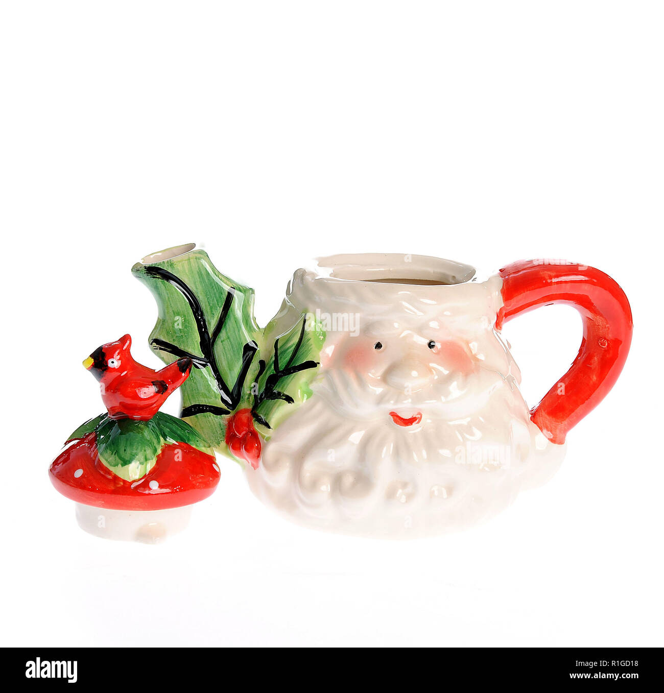 Santa teapot isolated on white background Stock Photo - Alamy