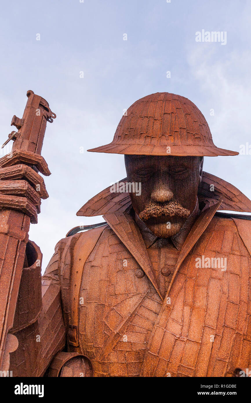 The statue of Tommy, Soldier 1101,on the seafront at Seaham,England,UK ...