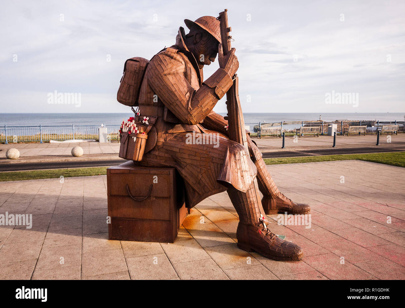 The statue of Tommy, Soldier 1101,on the seafront at Seaham,England,UK ...