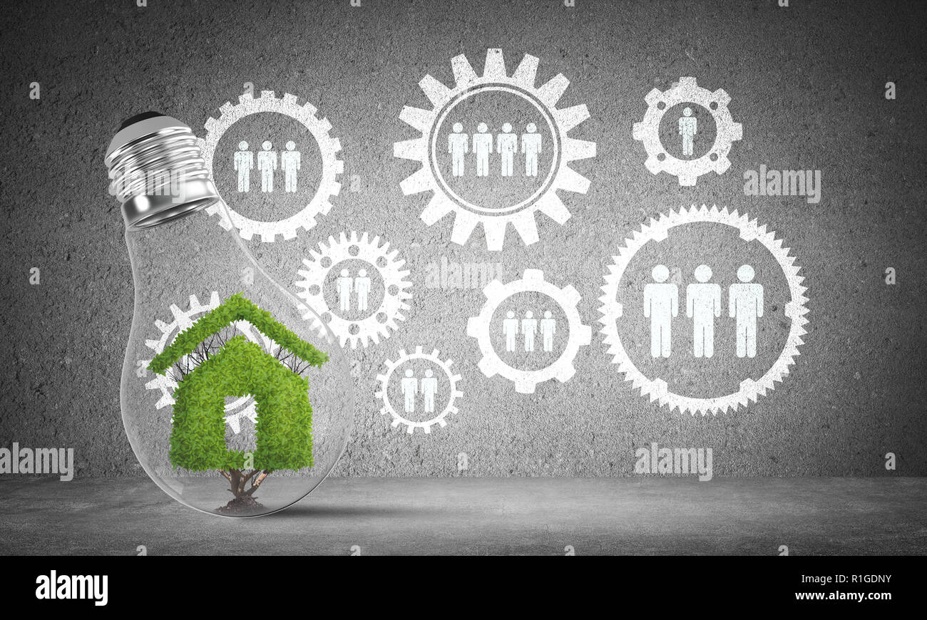 House symbol inside glass lightbulb Stock Photo - Alamy