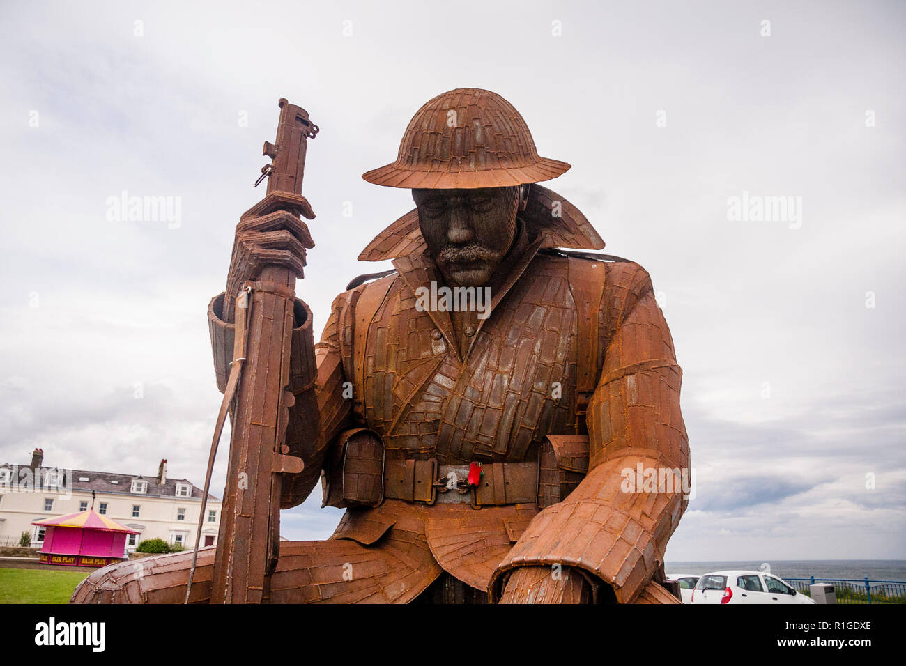 The statue of Tommy, Soldier 1101,on the seafront at Seaham,England,UK ...