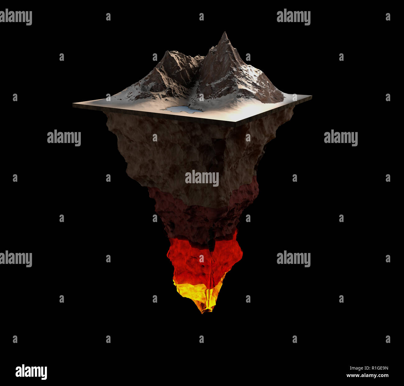 Earth structure isolated on black. Crust, upper mantle, lower , outer ...