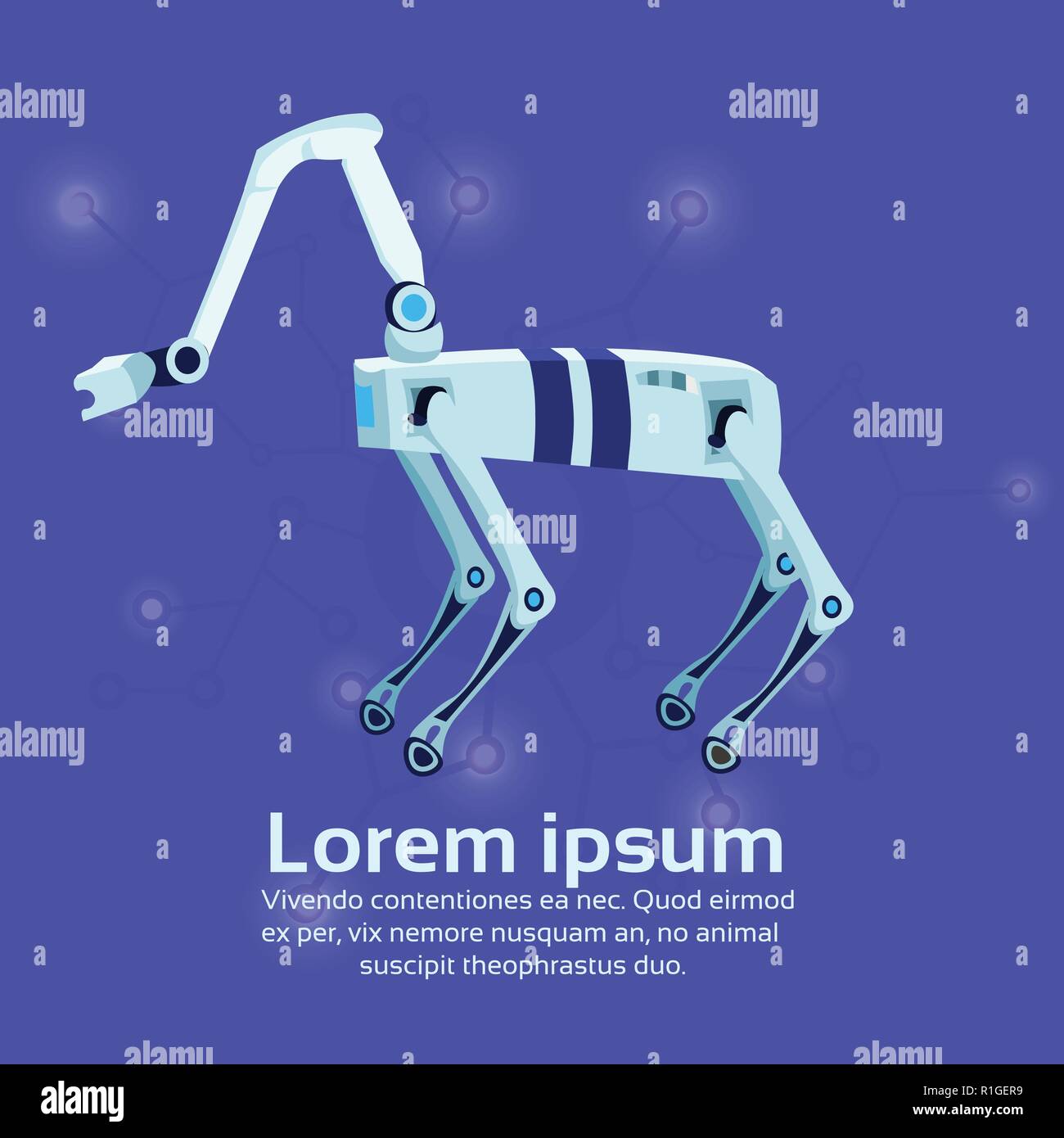 robot deer cartoon animal robotic mechanical character reindeer flat ...