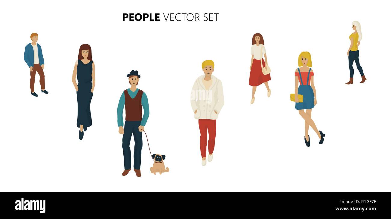 Group of people standing on white background vector. Men and women ...