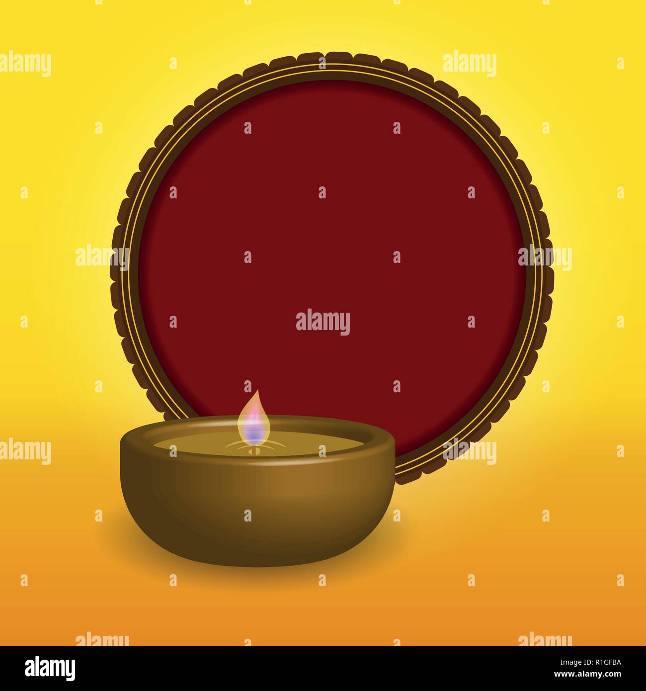 Shubh Happy Diwali festival oil lamp with a red circle Vector Stock ...