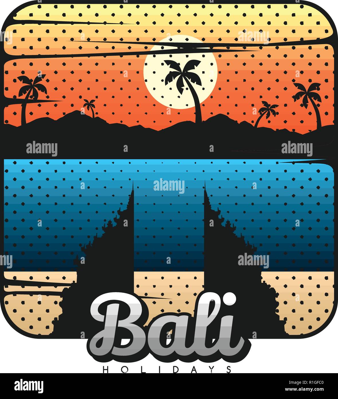 bali beach indonesia holiday vacation theme art sign symbol vector ...