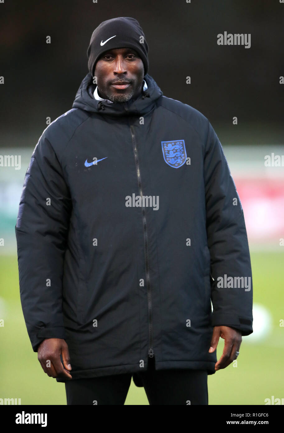 England U21 coach Sol Campbell during the training session at St George ...