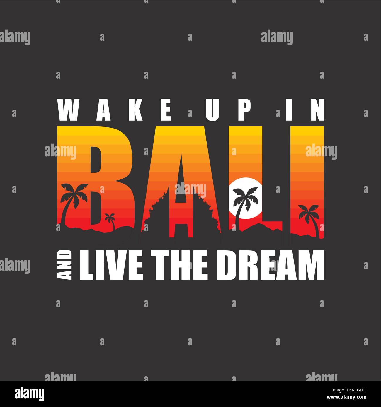 bali beach indonesia holiday vacation theme art sign symbol vector ...