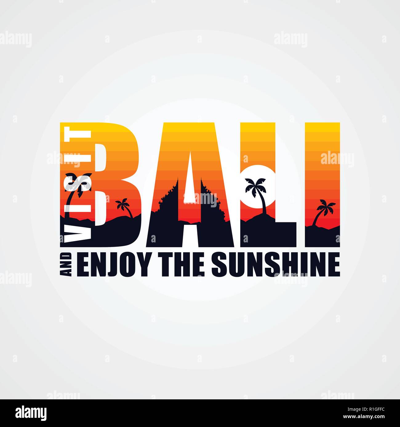 bali beach indonesia holiday vacation theme art sign symbol vector ...