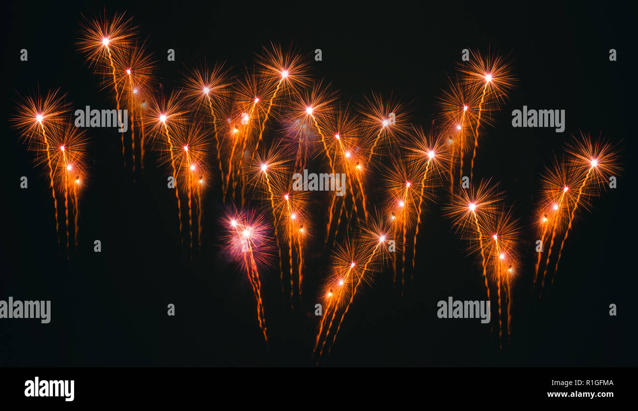Colorful fireworks explosion on the black background Stock Photo - Alamy