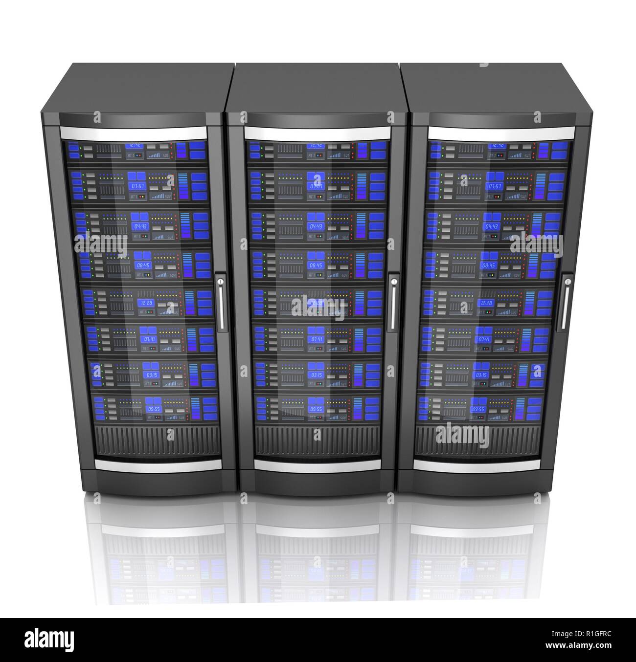 network workstation servers 3d illustration isolated on white ...
