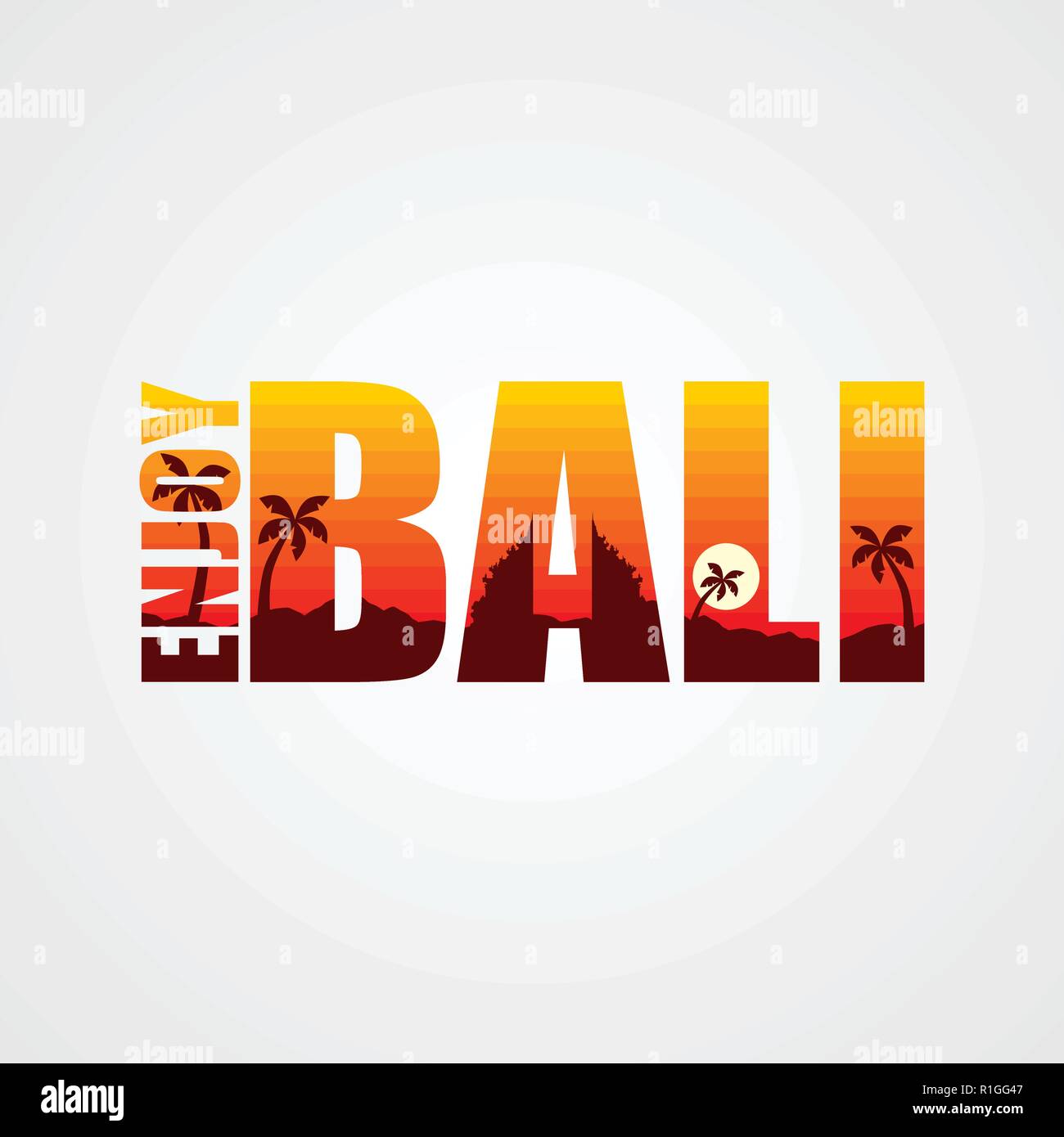 bali beach indonesia holiday vacation theme art sign symbol vector ...
