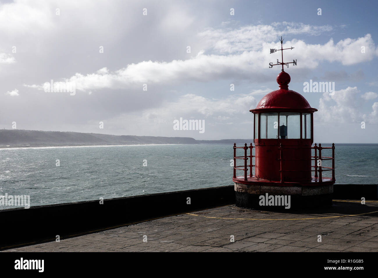 The Nazare lighthouse on the roof of Forte Sao Miguel Arcanjo. Nazaré ...
