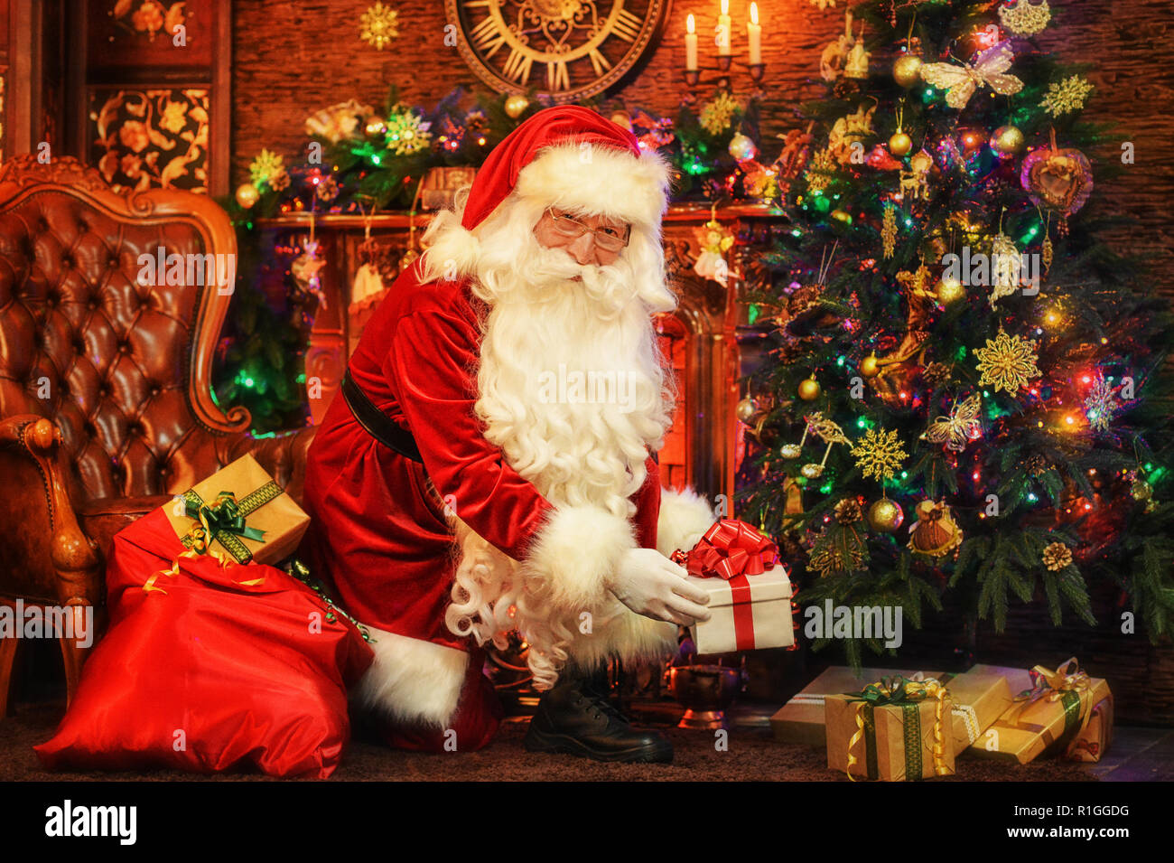 Portrait of a Santa Claus in room Stock Photo - Alamy