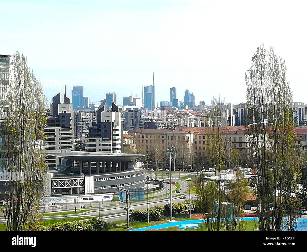 Milan aerial view. Milano city, Italy. Modern buildings view Stock ...