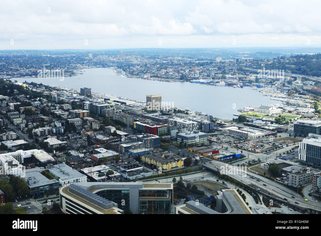 An aerial of the Seattle, Washington area Stock Photo - Alamy