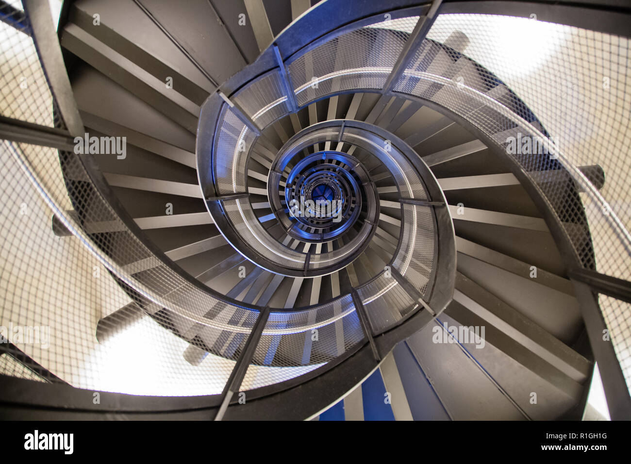 Spiral staircase bottom view. Geometric background Stock Photo - Alamy