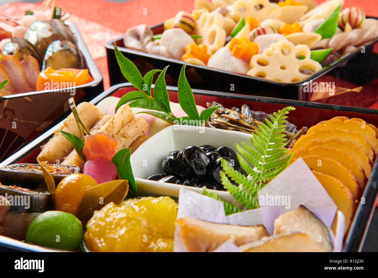 Japanese New Year traditional Osechi dishes Stock Photo - Alamy