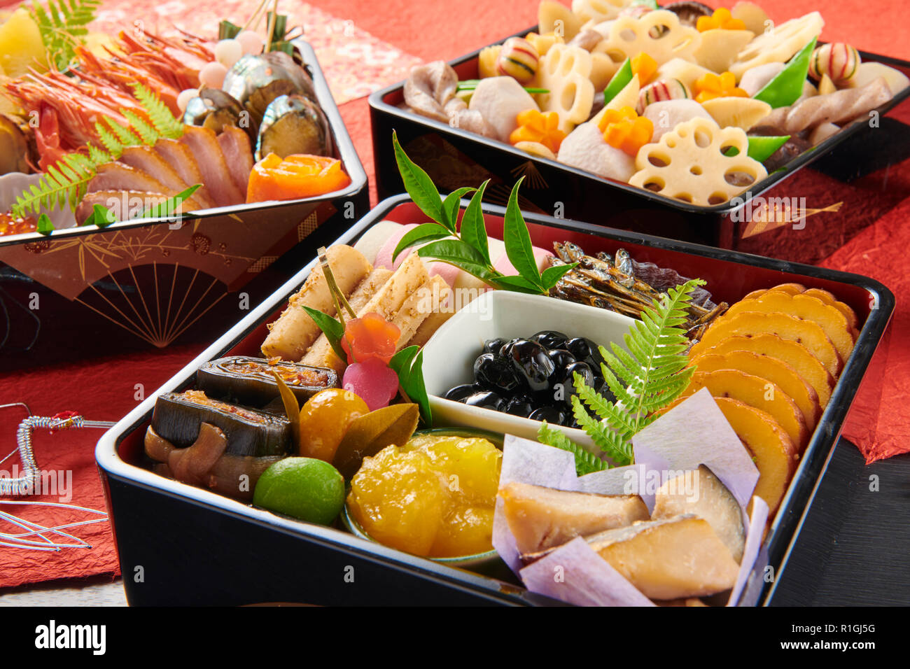 Japanese New Year traditional Osechi dishes Stock Photo - Alamy