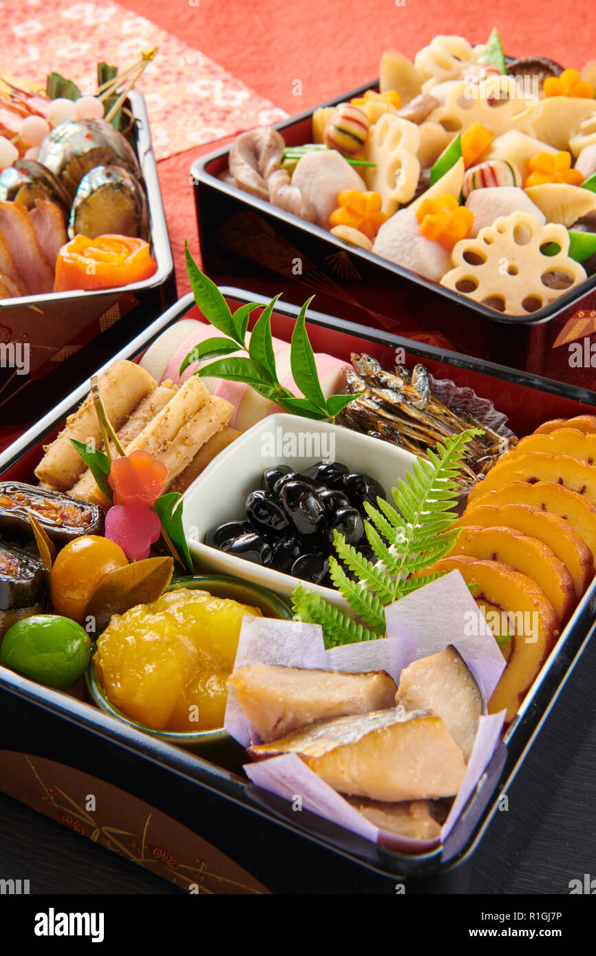 Japanese New Year traditional Osechi dishes Stock Photo - Alamy