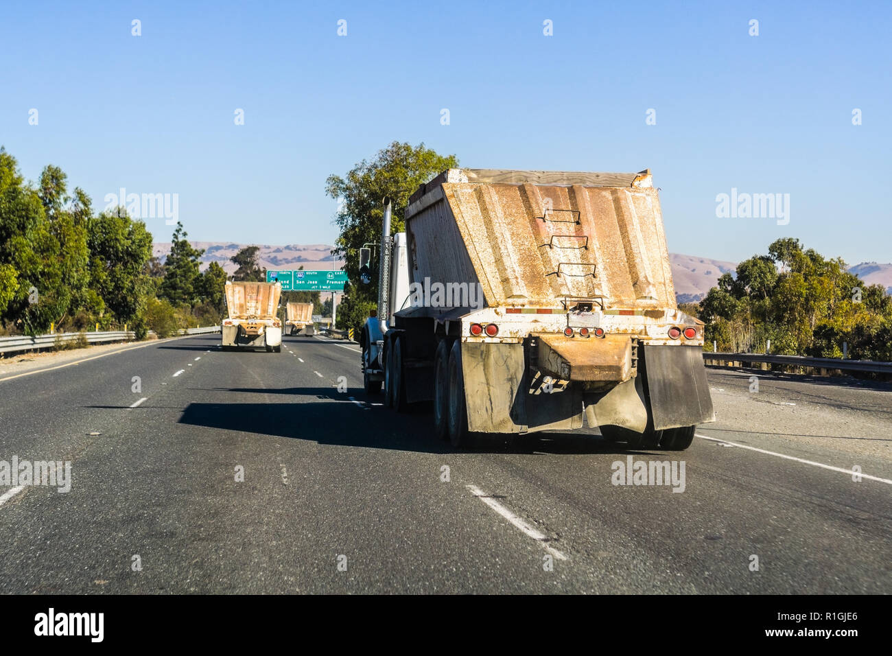 Truck transporting raw materials to be used in construction, San ...
