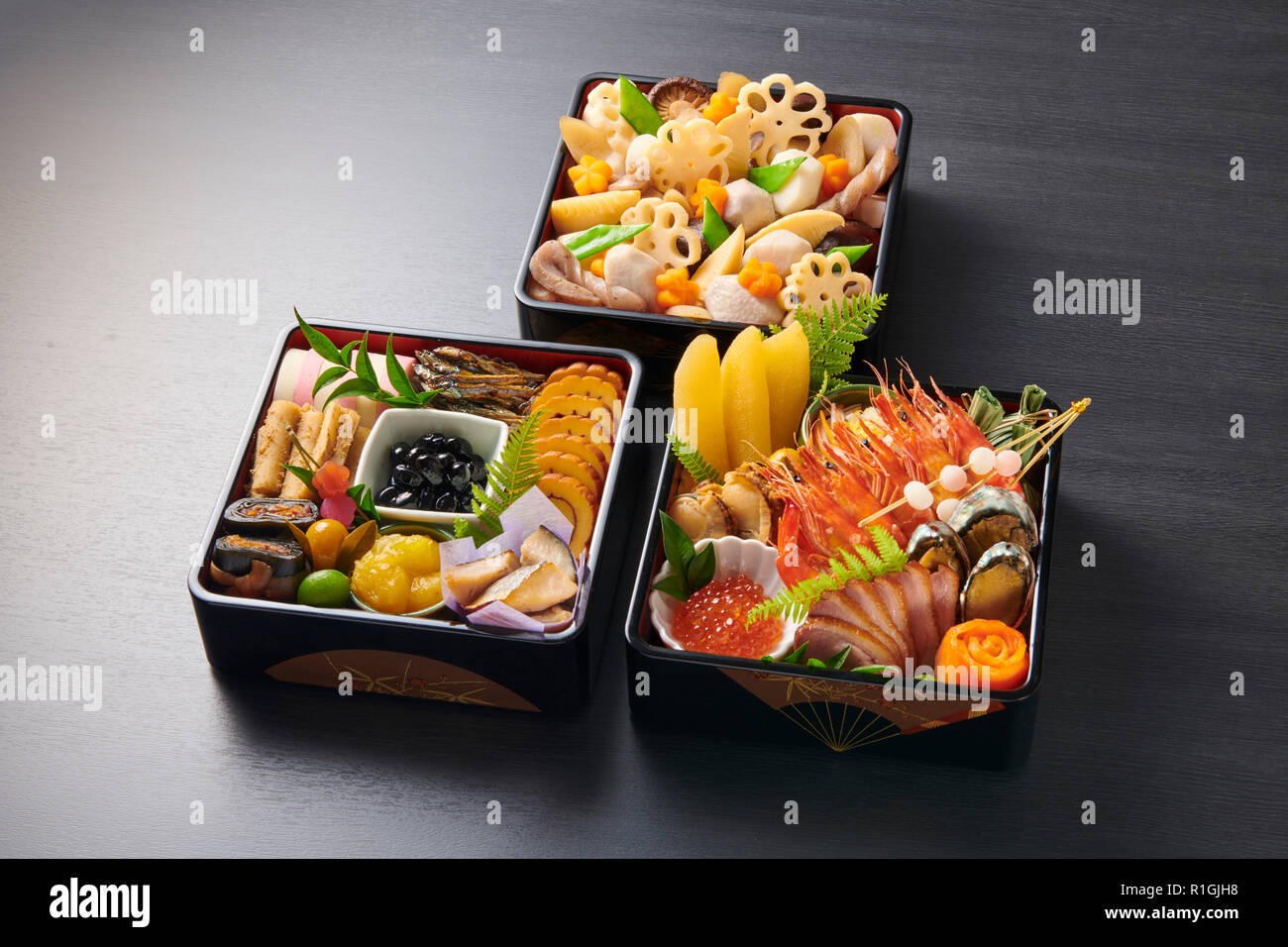 Japanese New Year traditional Osechi dishes Stock Photo - Alamy