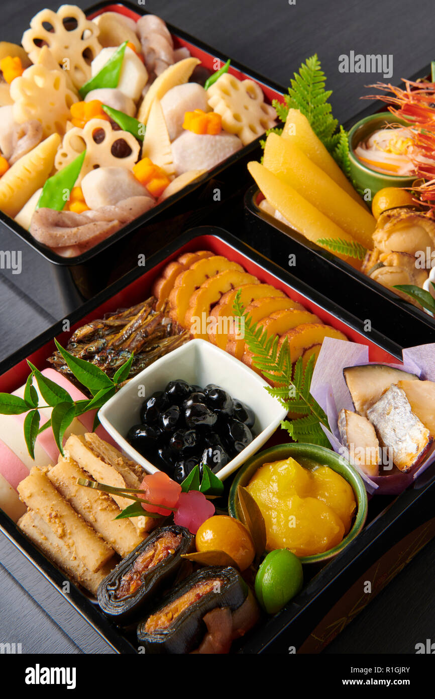 Japanese New Year traditional Osechi dishes Stock Photo - Alamy