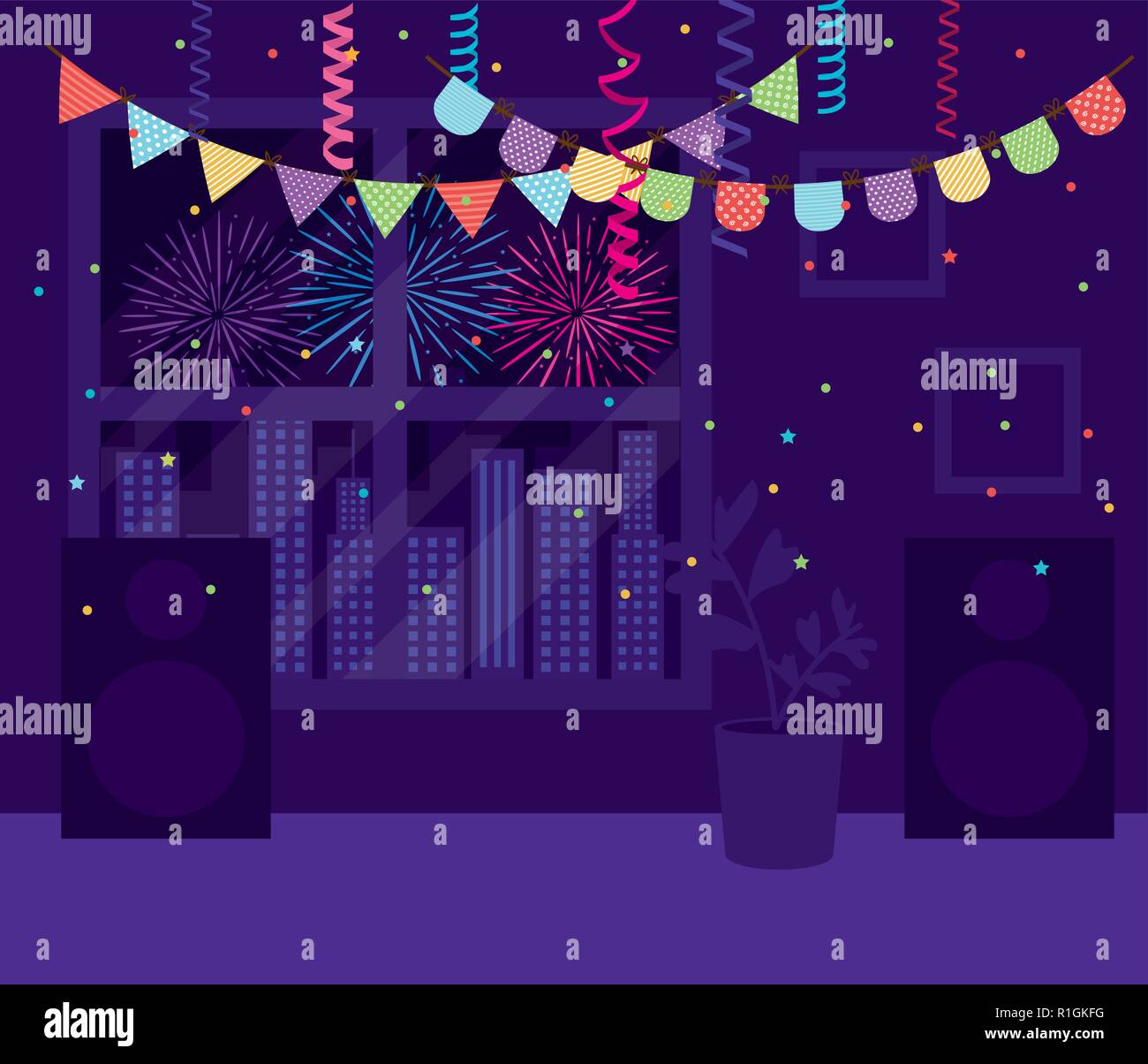 Happy birthday party home friends Stock Vector Images - Alamy