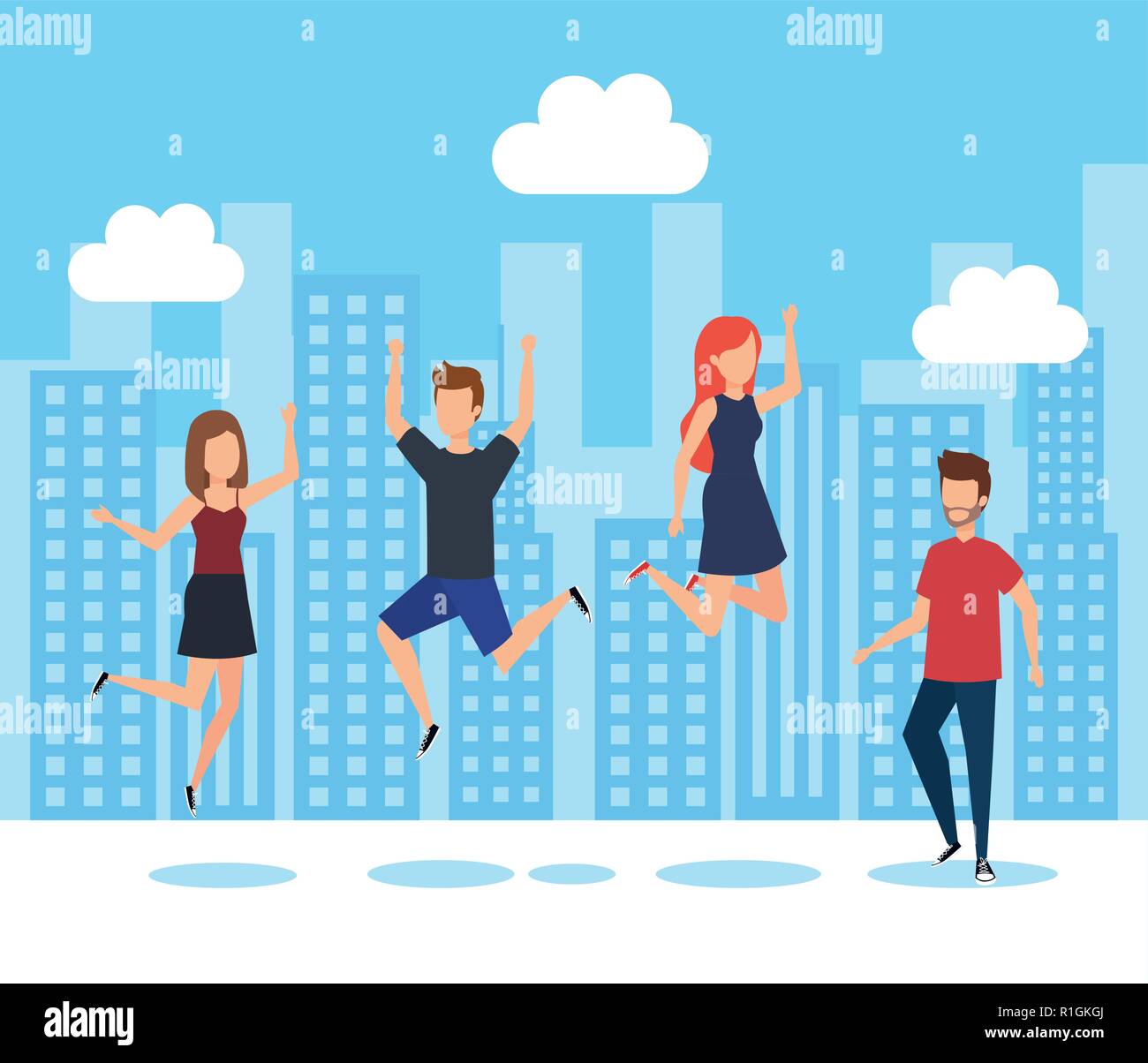 Young people jumping design Stock Vector Image & Art - Alamy