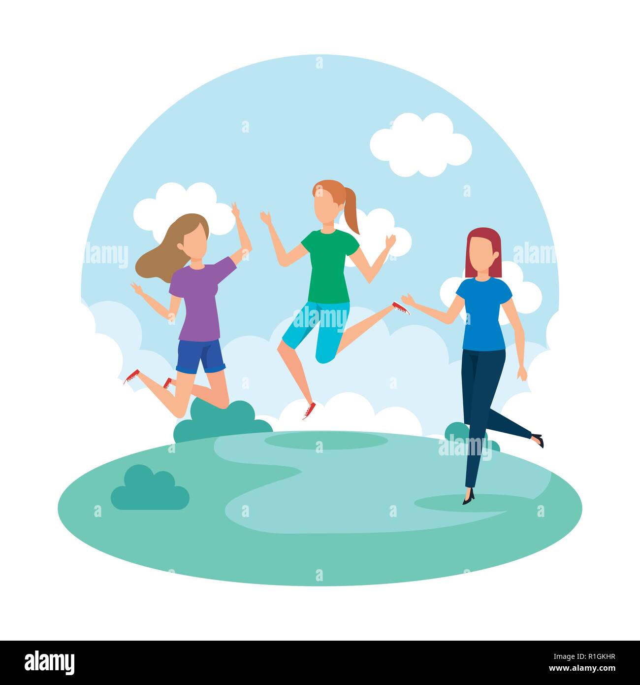 Young girls jumping design Stock Vector Image & Art - Alamy