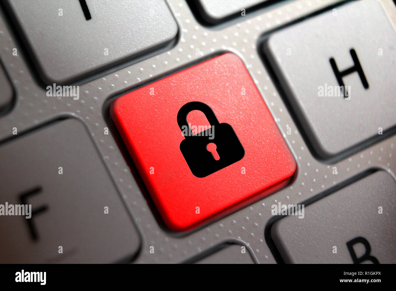 Image of padlock icon on computer keyboard button Stock Photo - Alamy