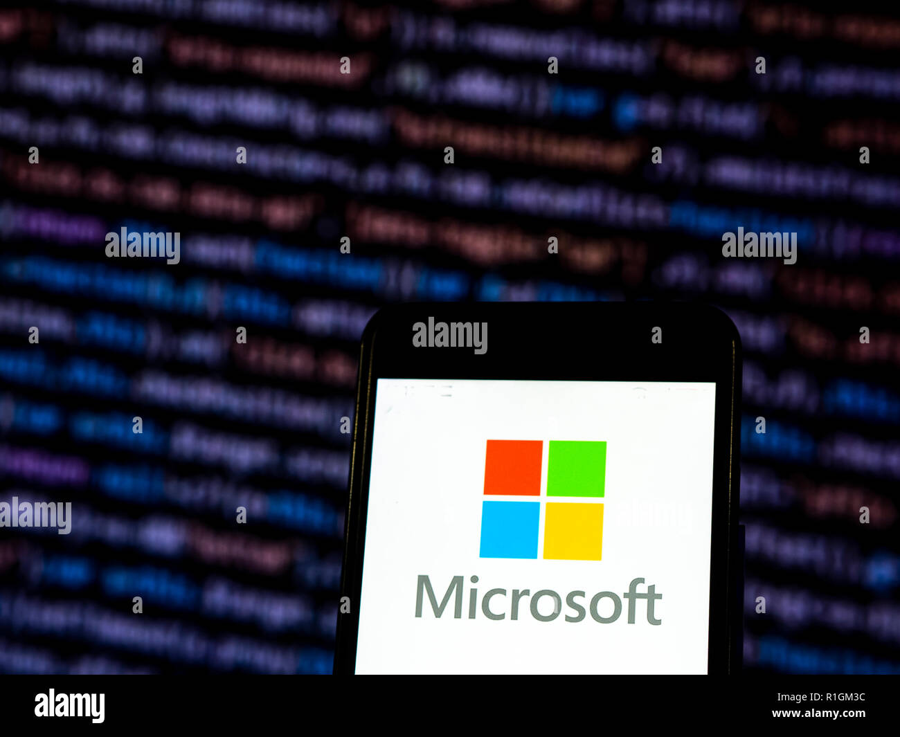 Microsoft Corporation Technology company logo seen displayed on smart ...