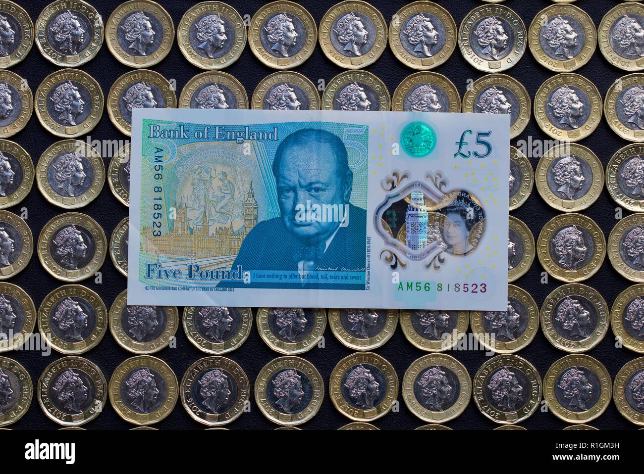 The Bank of England polymer £5 note featuring Sir Winston Churchill ...