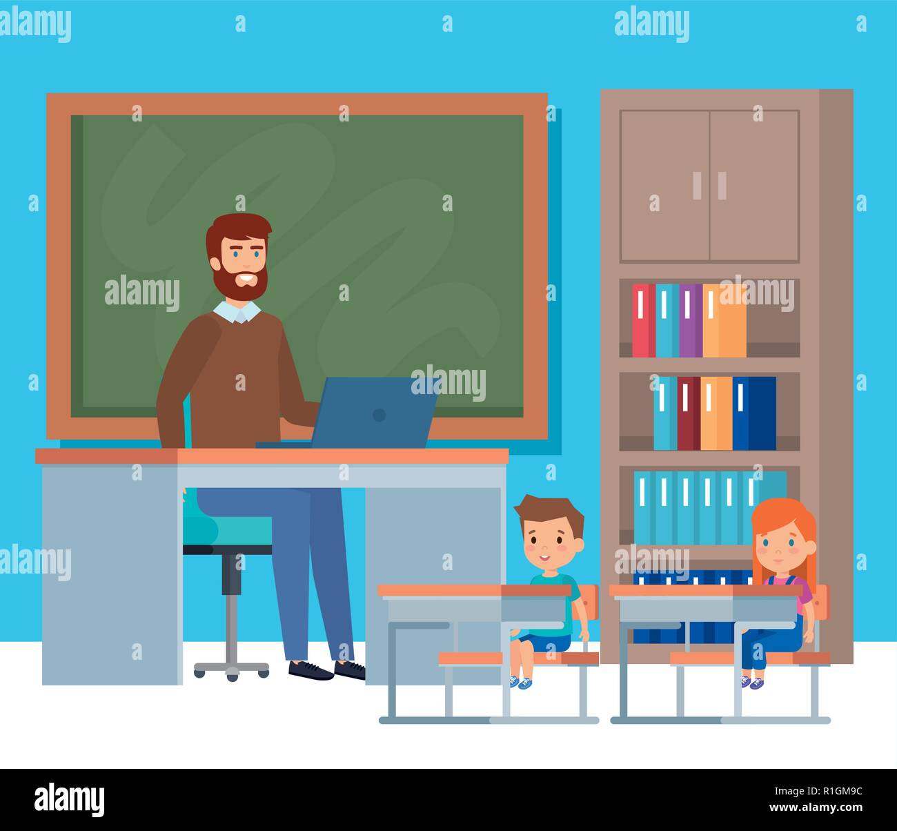 Teacher with blackboard and kids design Stock Vector Image & Art - Alamy