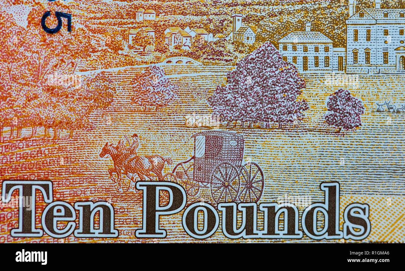 Close up of the new polymer £10 note, featuring Jane Austen Stock Photo ...
