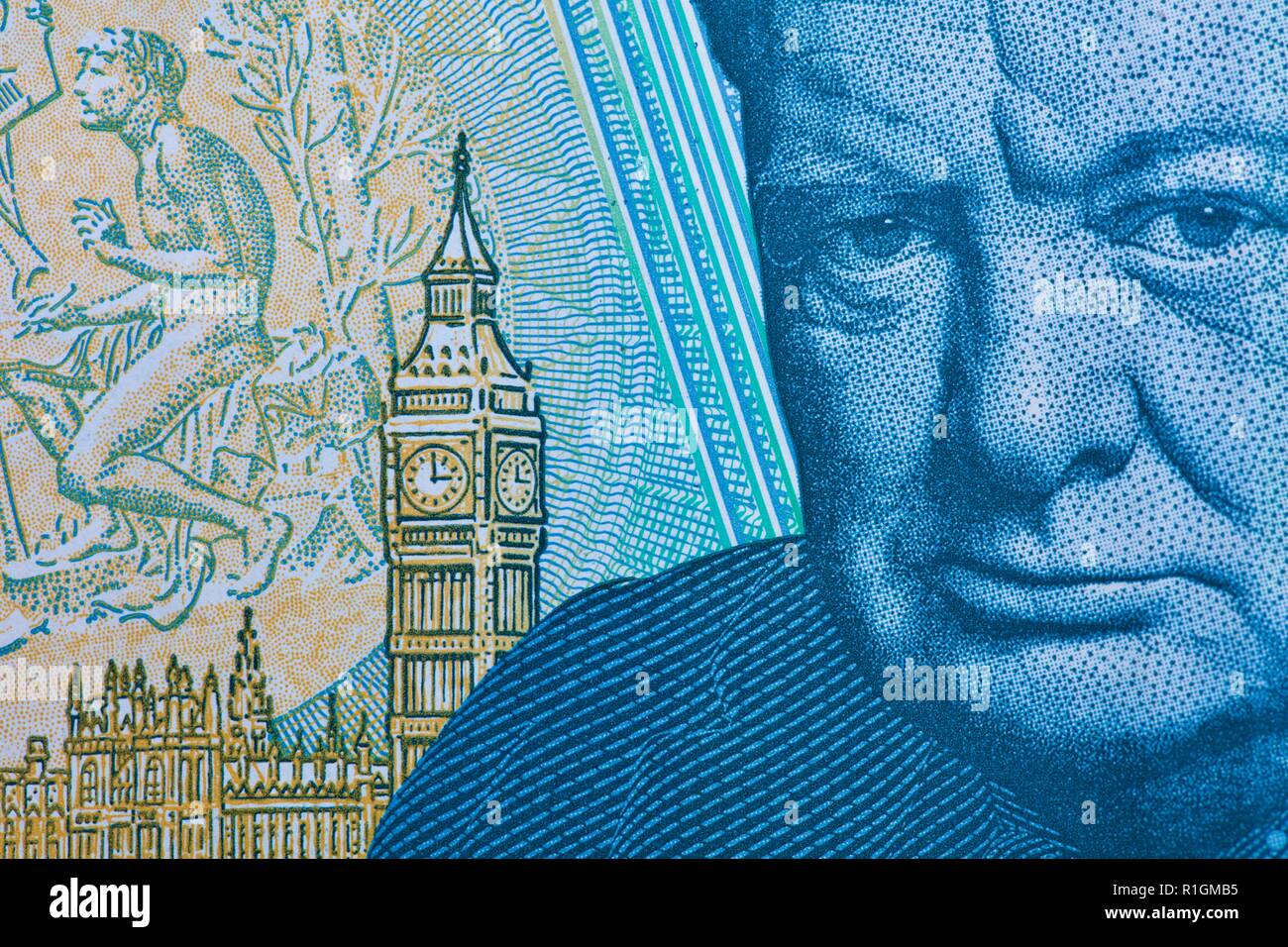 The Bank of England polymer £5 note featuring Sir Winston Churchill ...
